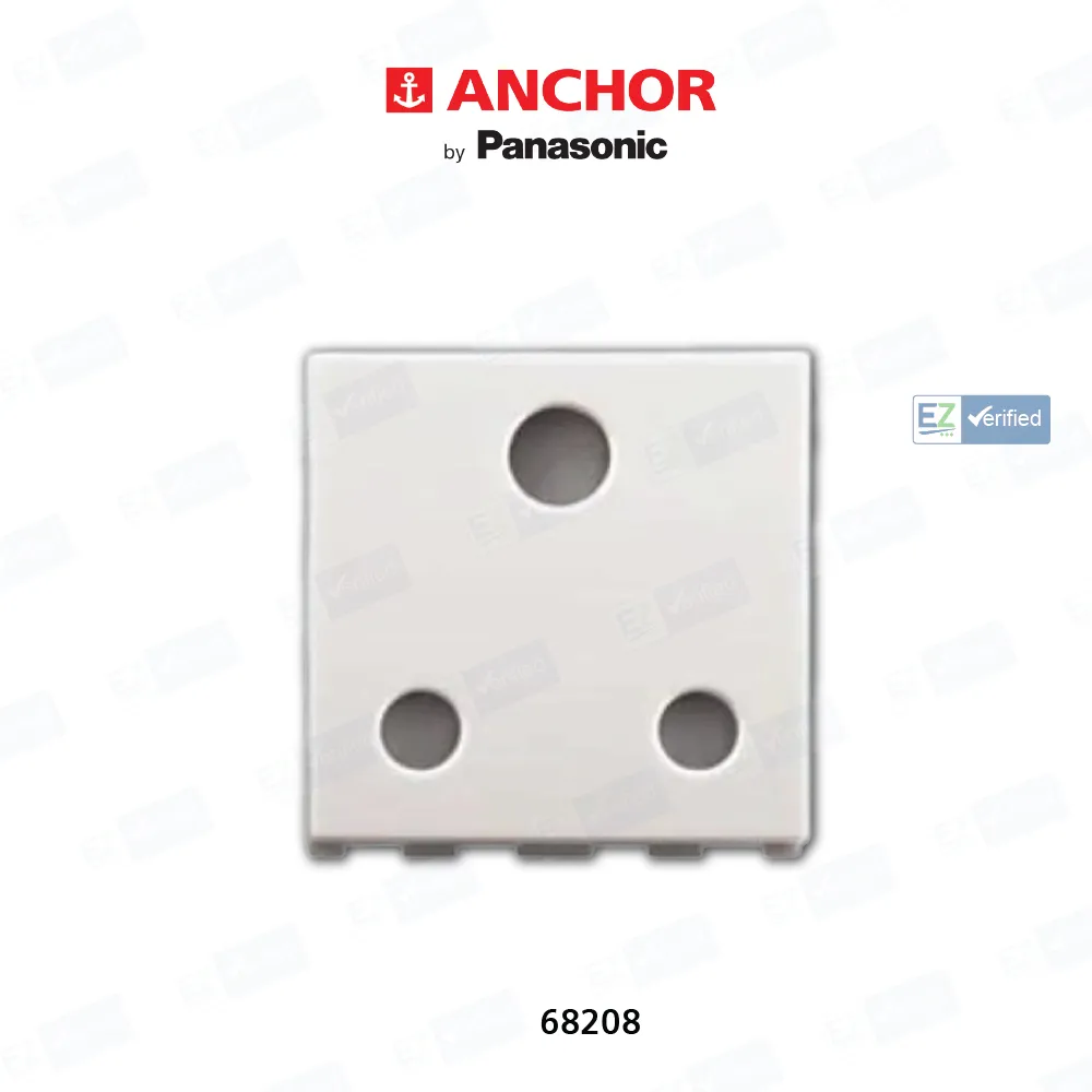 Anchor Ziva White 3 Pin Round Socket 6 A, 2 Module