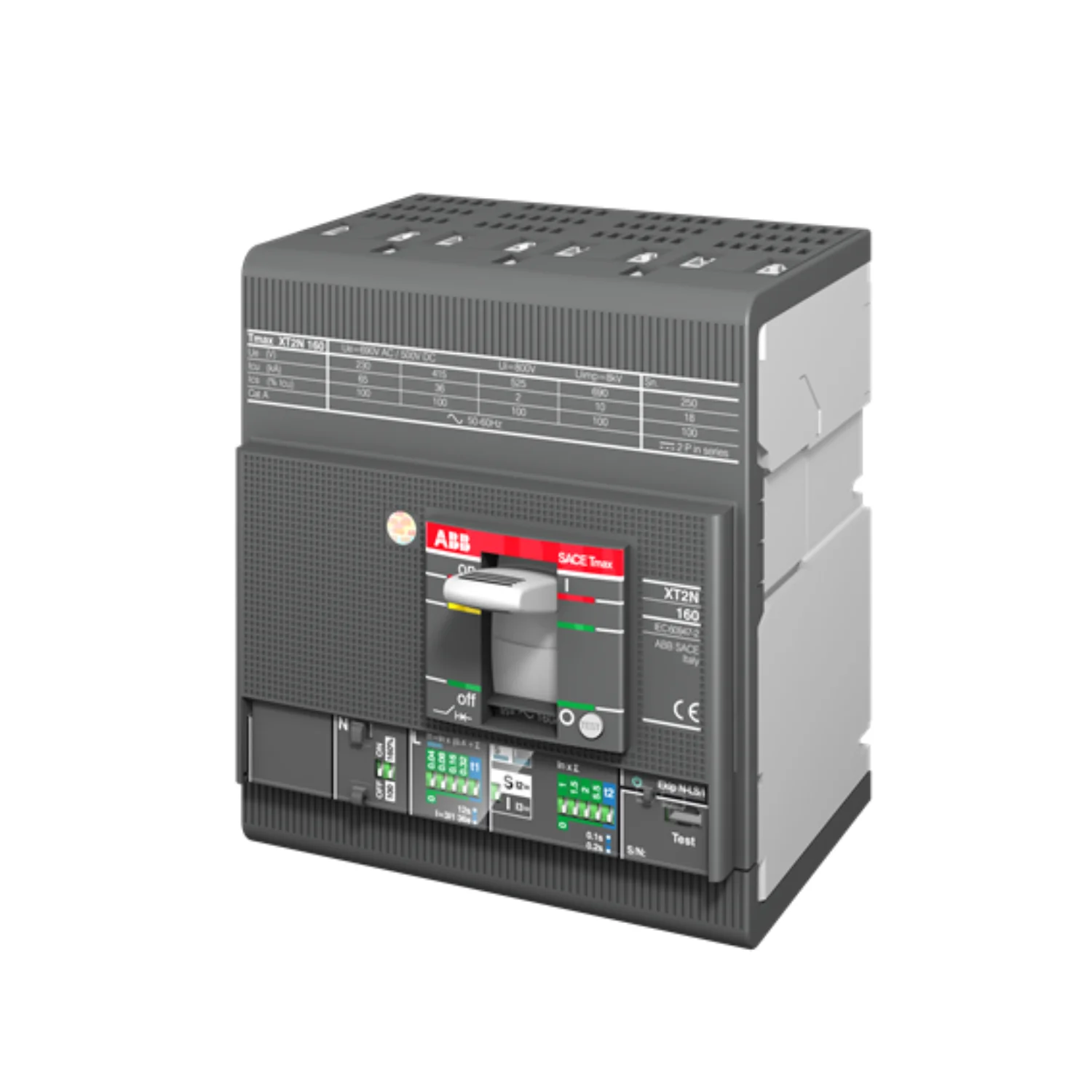 ABB Tmax XT2 1SDA067623R1 MCCB, 100 Amp, 4 Pole, 70 kA, Adjustable/Variable