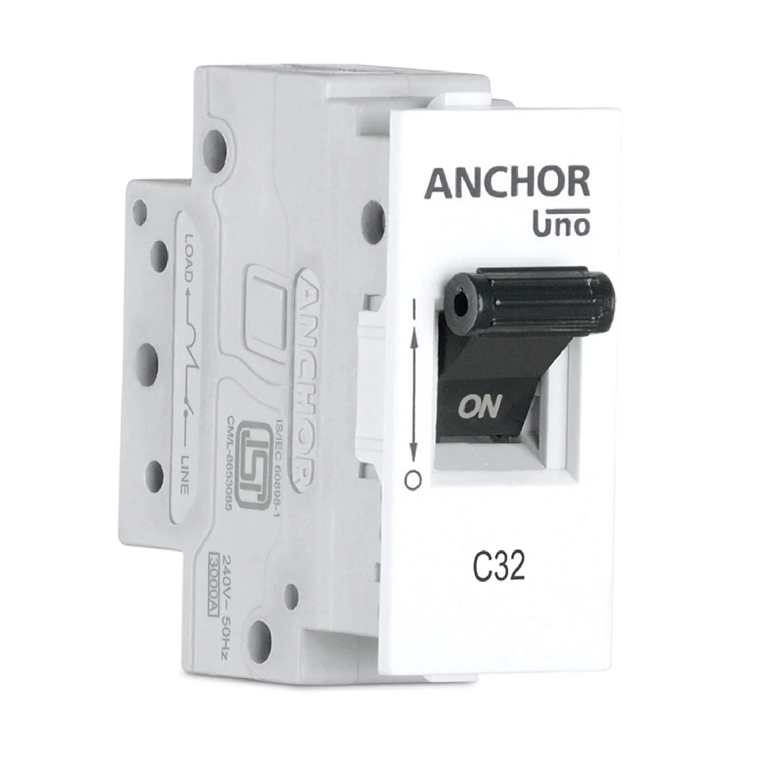 Anchor Uno Mini Modular MCB 32 A Single Pole, 3 KA, C-Curve