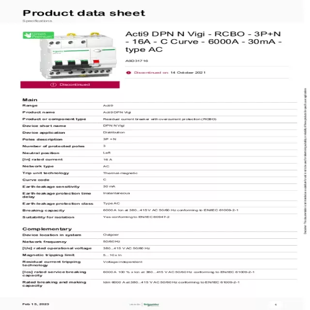 Download Schneider Electric Acti 9 RCBO Catalogue PDF |Eleczo.com