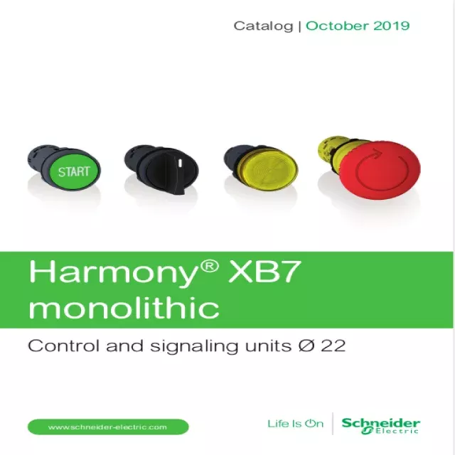 Download Schneider Harmony XB7 Indicating Lamp Catalogue PDF |Eleczo.com