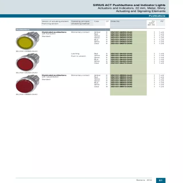 Download Siemens 3SU Indicating Lamp Catalogue PDF |Eleczo.com