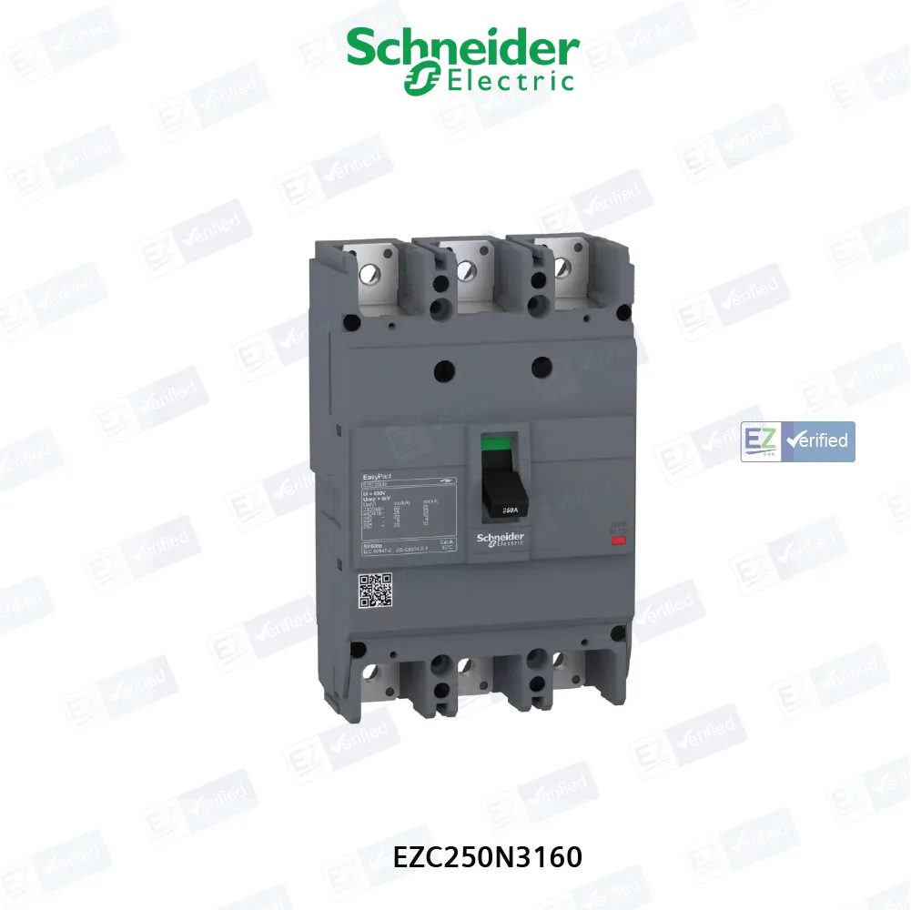 Schneider EasyPact EZC250N3160 MCCB, 160 Amp, 3 Pole, 25 kA, Fixed ...