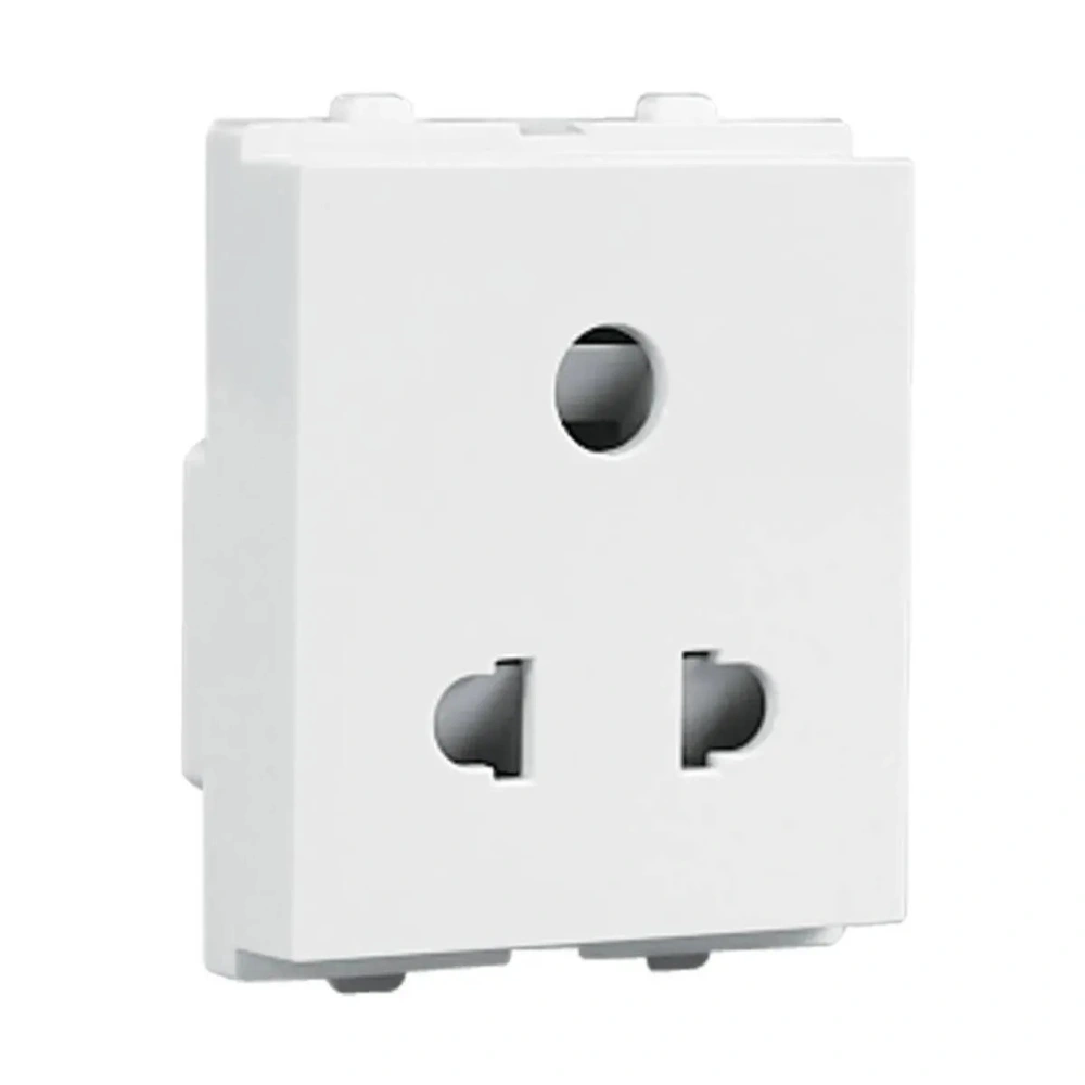 Havells Crabtree Verona White 3 Pin Socket 6 A, 2 Module, With Safety ...