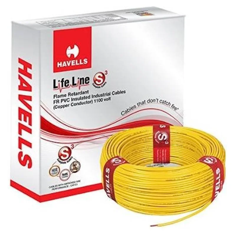 Buy Havells 4 Sq Mm Single Core PVC HRFR Yellow Flexible Cable Online
