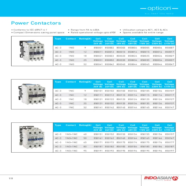 Download Indoasian Opticon Power Contactor Catalogue PDF |Eleczo.com
