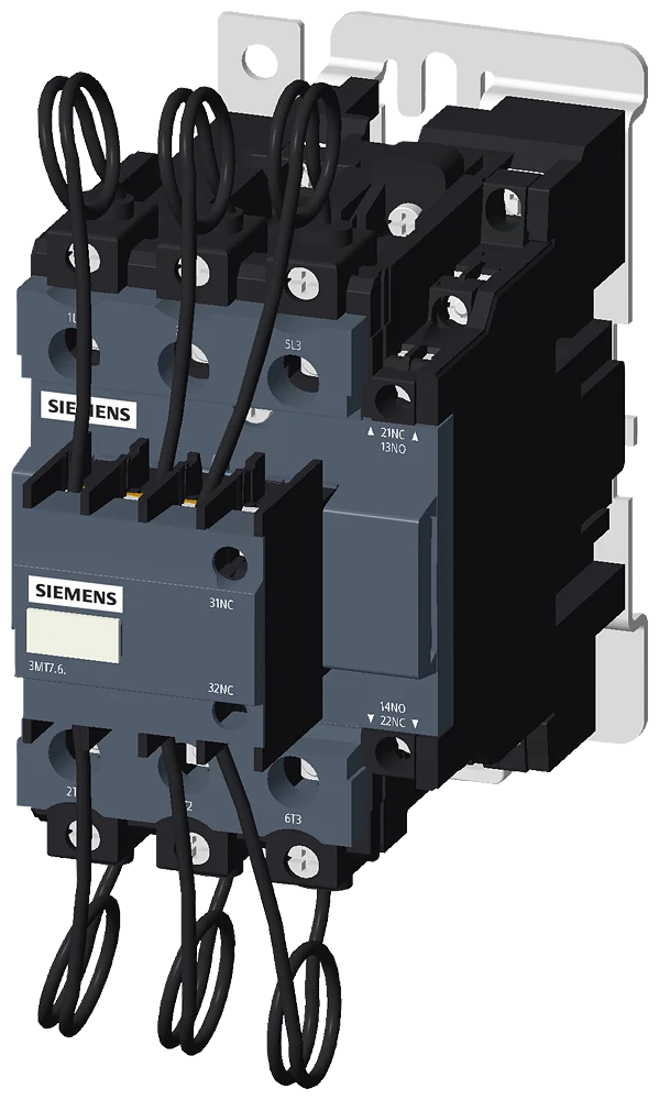 Siemens 3MT7 Capacitor Duty Contactor 50 kVAr, 1 NO + 2 NC, 220 V AC
