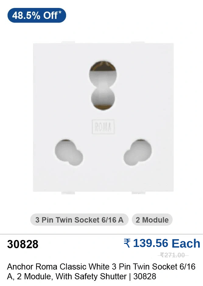 Buy 16 Amp Socket Online at Discount Price in India |Eleczo.com